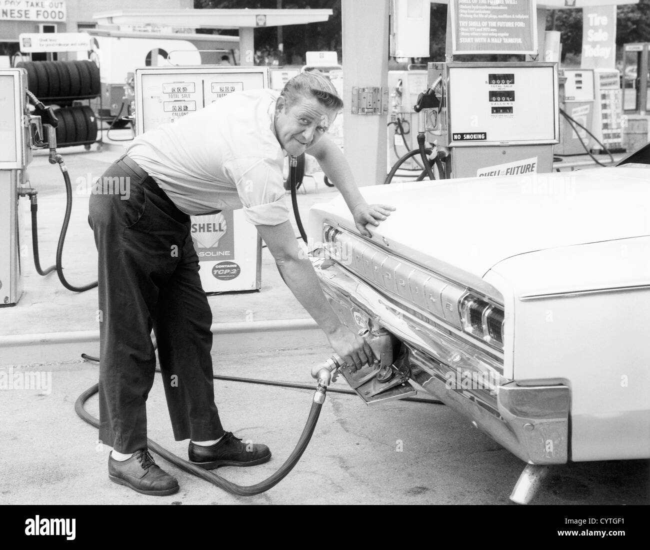 Fuel gas station Black and White Stock Photos & Images - Alamy
