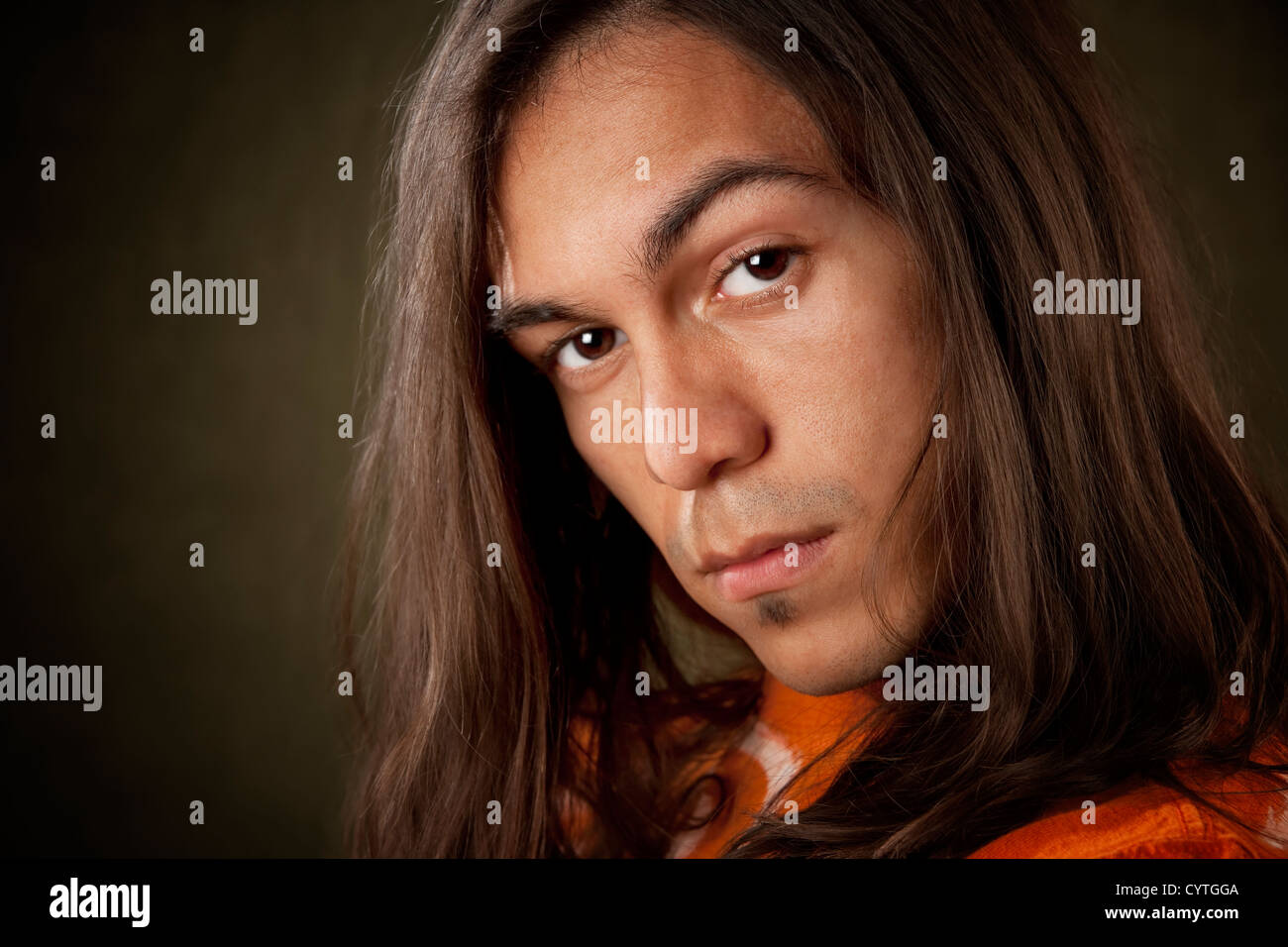 Native american indian long hair hi-res stock photography and images ...