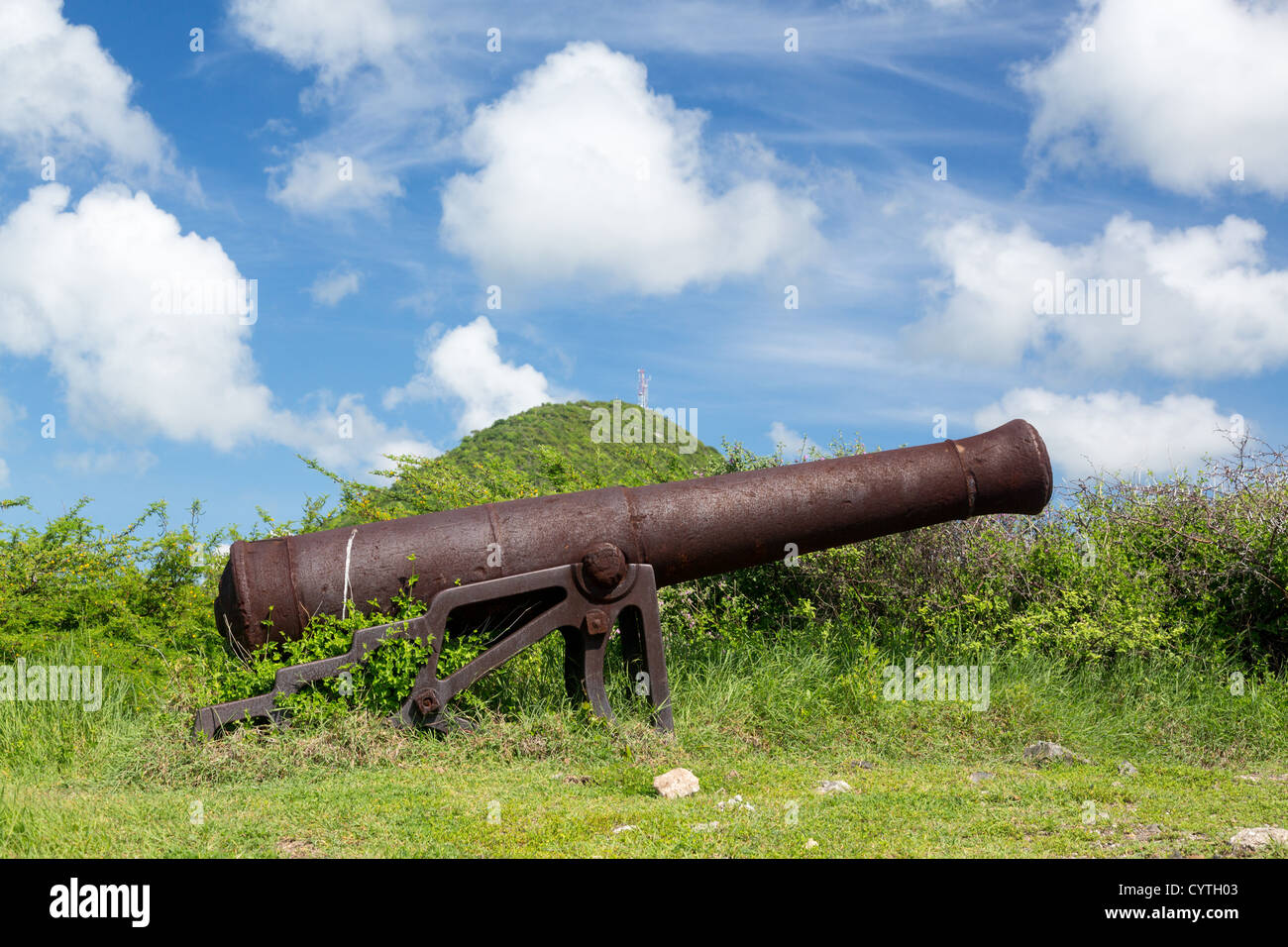 Old rusting cannon at Fort Amsterdam overlooking Philipsburg Sint ...