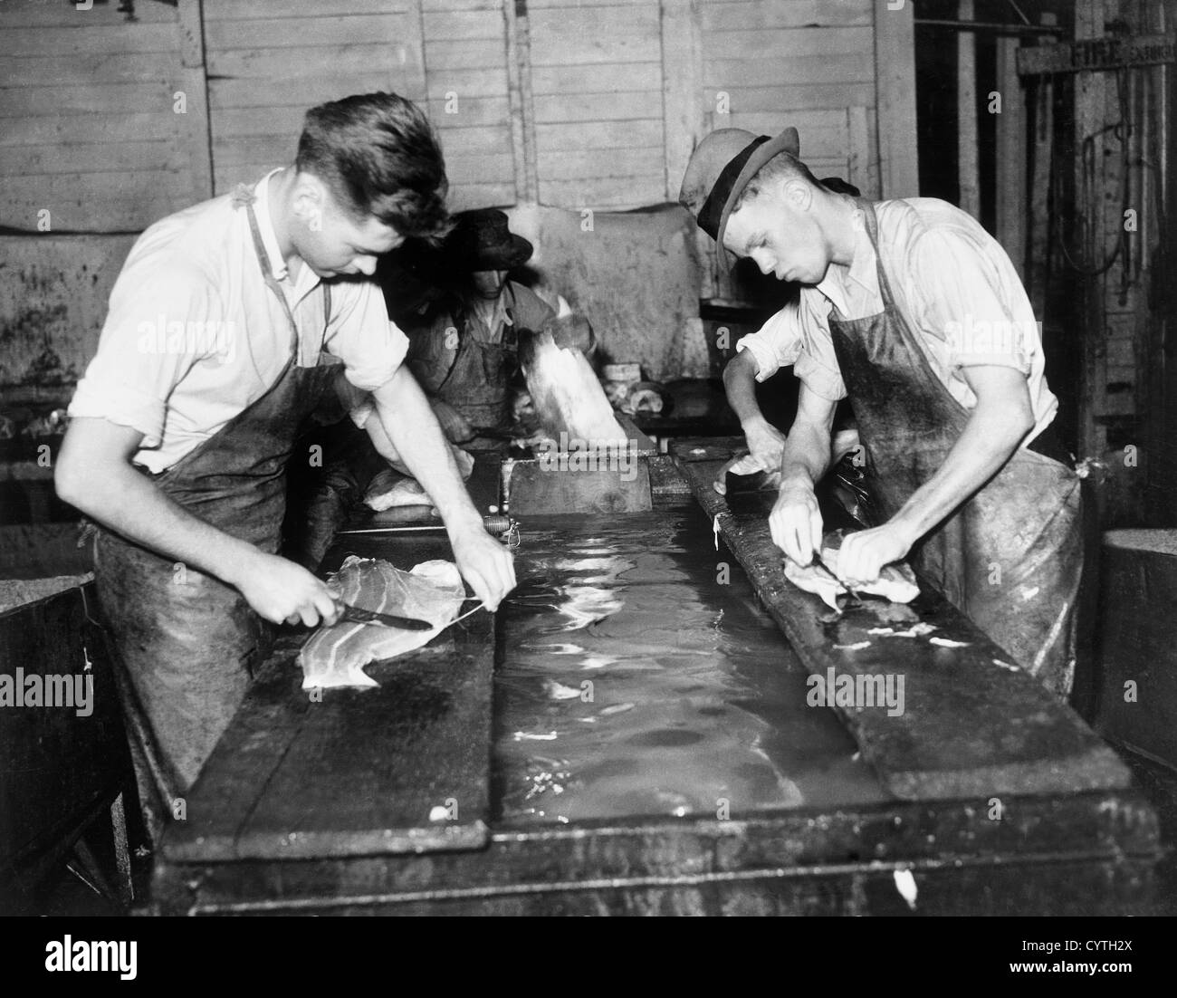 Fish processing plant Black and White Stock Photos & Images - Alamy