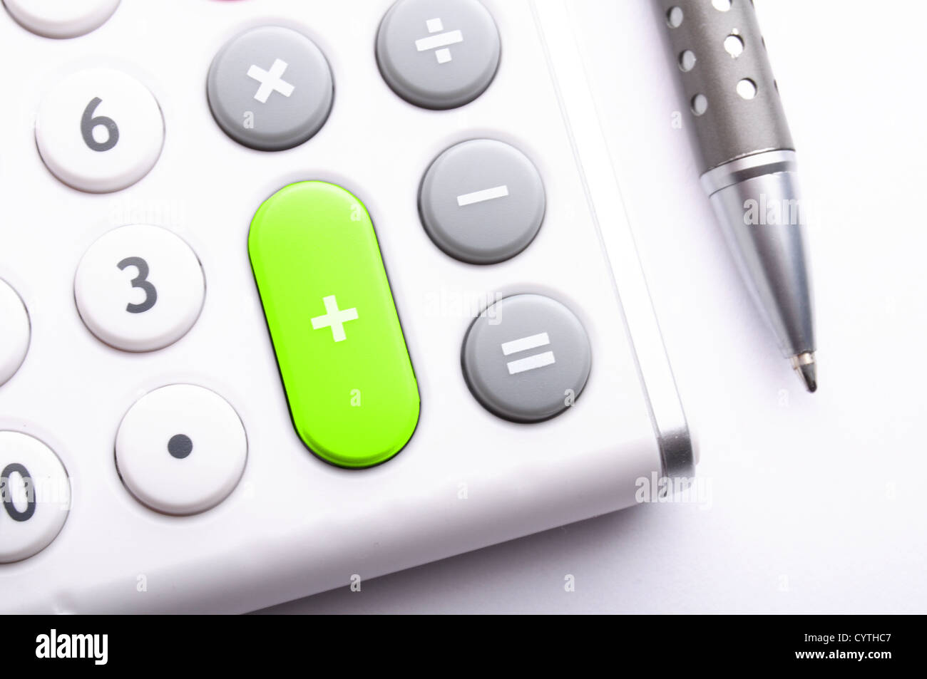 business calculation concept with modern white calculator Stock Photo ...