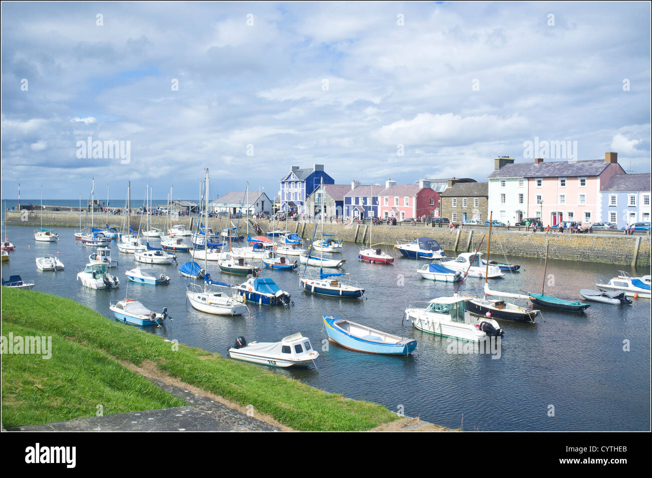 Aberaeron Harbour, Ceredigion, West Wales on a sunny August day Stock ...