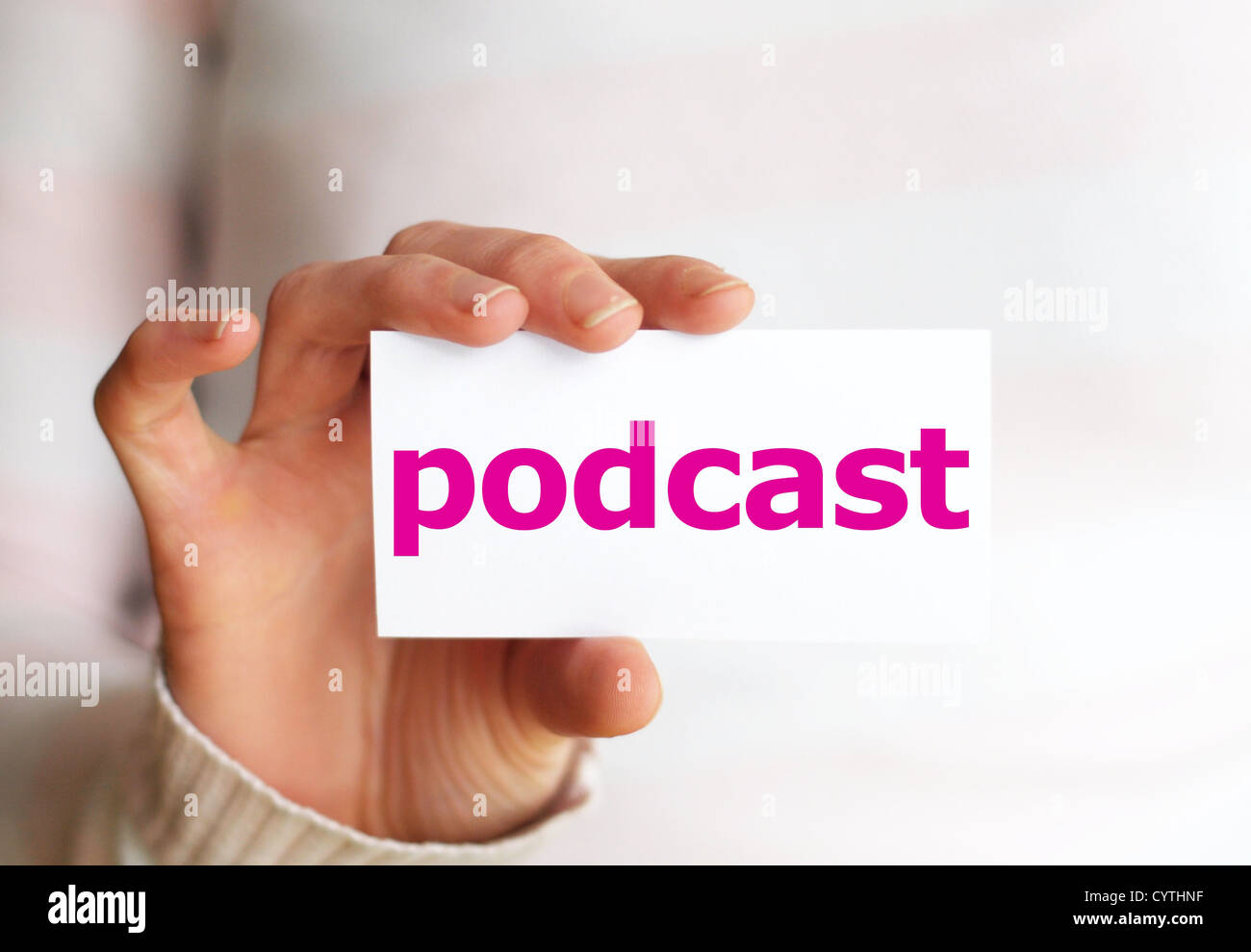 podcast concept with hand word an paper Stock Photo - Alamy
