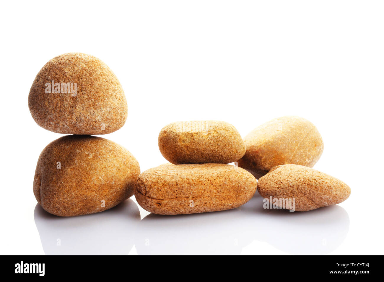 pebbles showing spa or zen stone garden concept isolated on white Stock ...