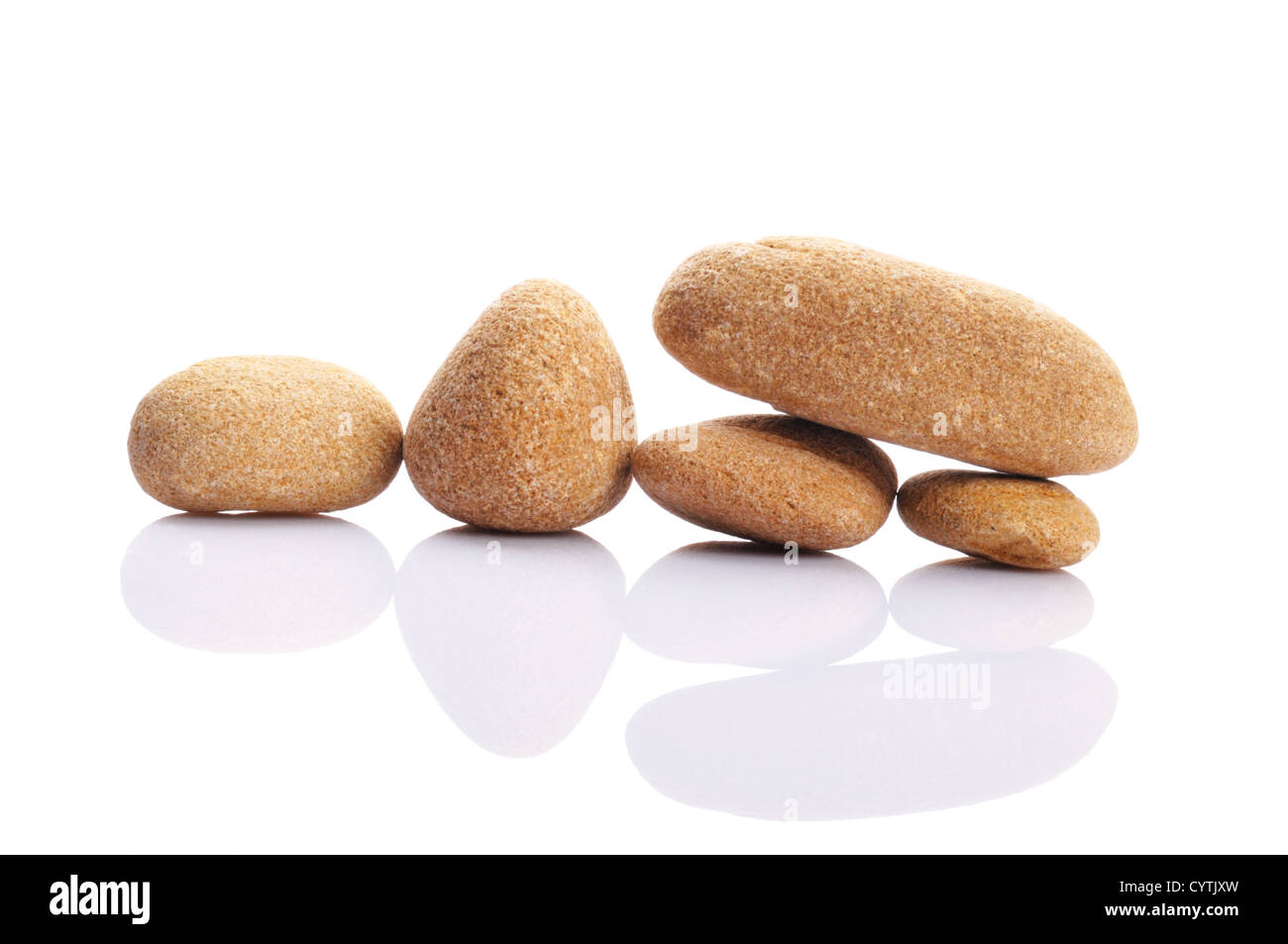 pebbles showing spa or zen stone garden concept isolated on white Stock ...