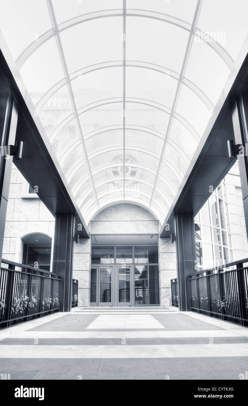 Passage of architecture building with nobody in modern city Stock Photo ...