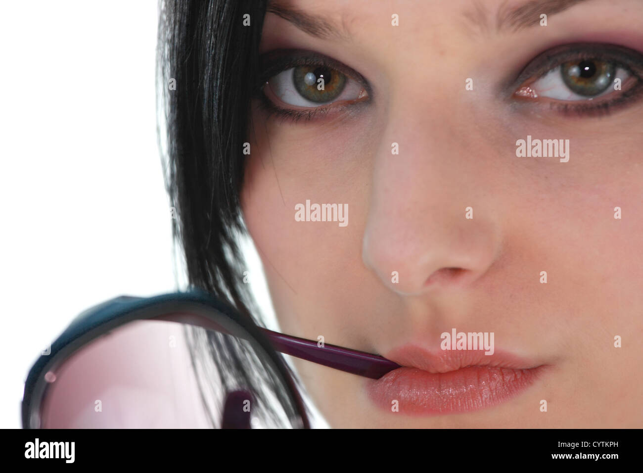 Beautiful emo girl over white Stock Photo - Alamy