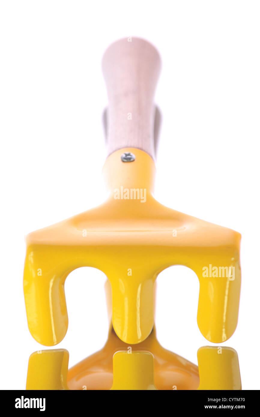 Hand rake for gardening against white background Stock Photo - Alamy