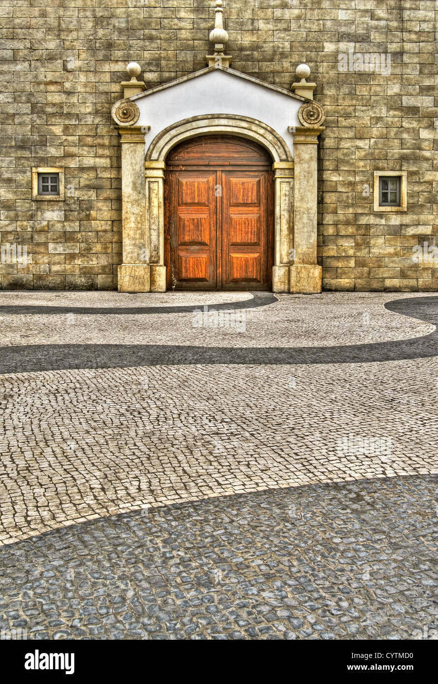 Scenery of street with old style buildings and wall and ground Stock ...
