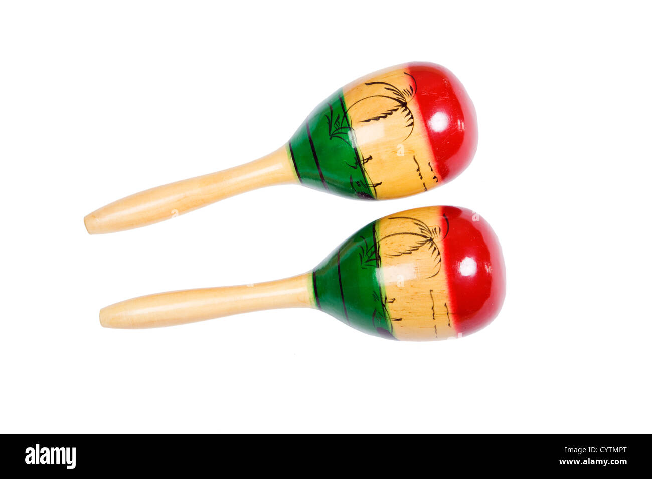 Two beautiful and colorful shakers isolated over white with clipping ...