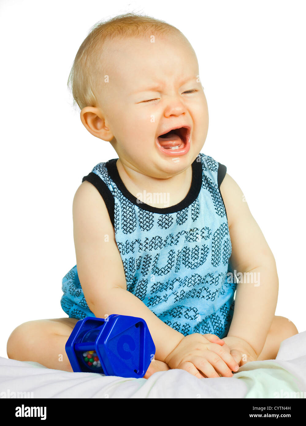 A cute but very upset baby boy crying Stock Photo - Alamy