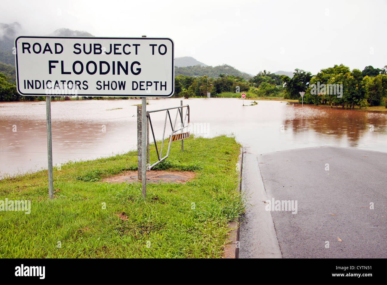 A flooded road after heavy rains Stock Photo - Alamy