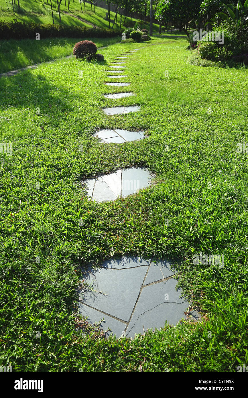 path on grass field Stock Photo - Alamy