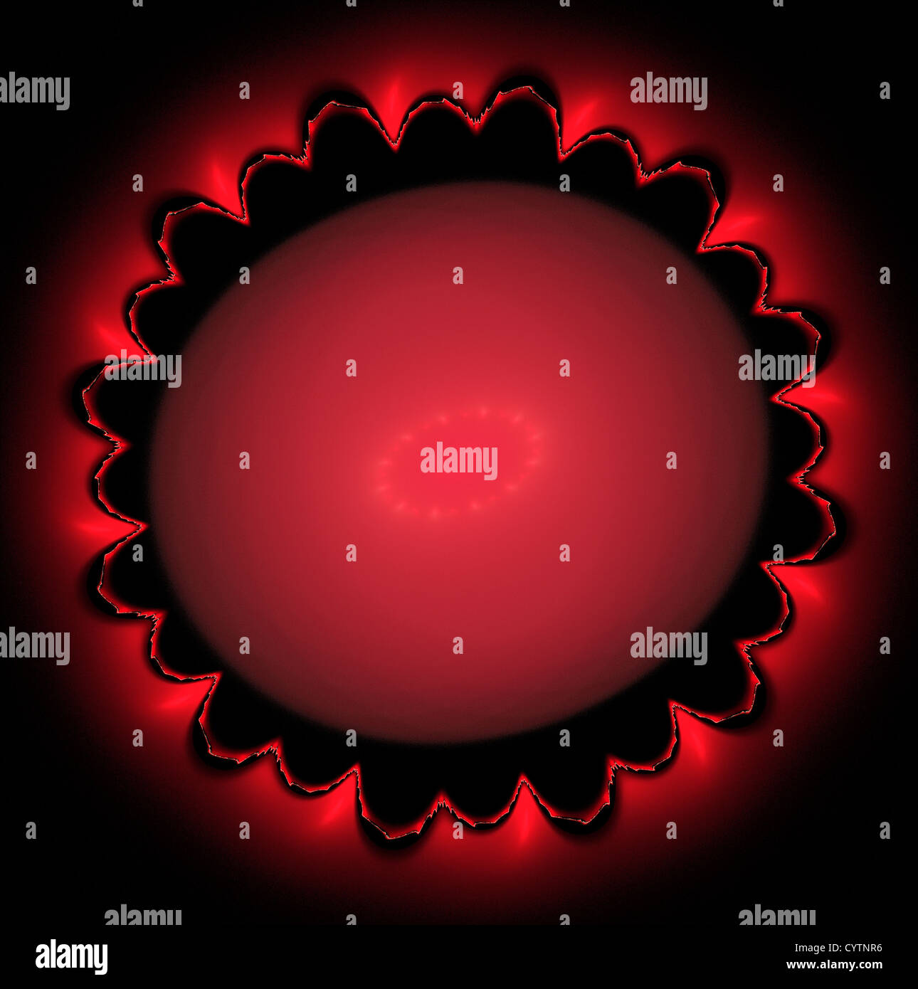 Fiery red and black circular fractal for background or creative design ...