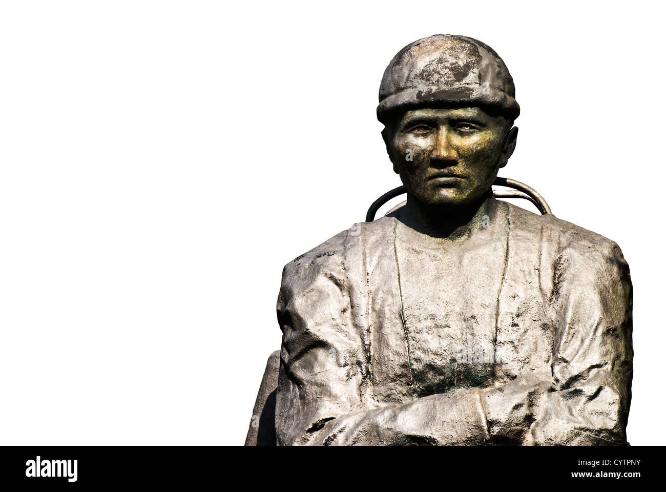 It is a man of Atayal tribe stone carving portrait in Taiwan Stock ...