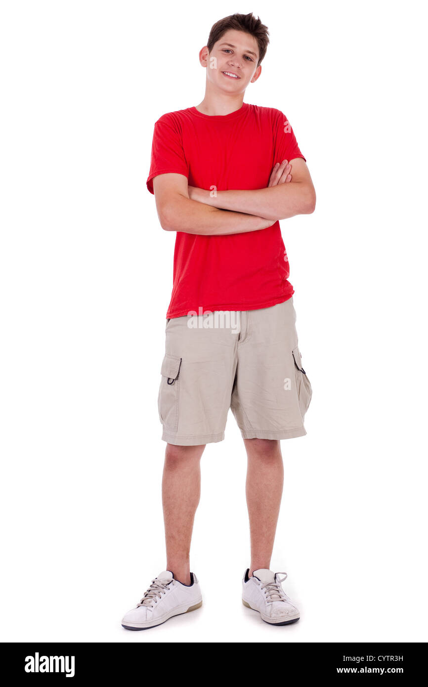 Smart young kid posing in style isolated on white background Stock ...