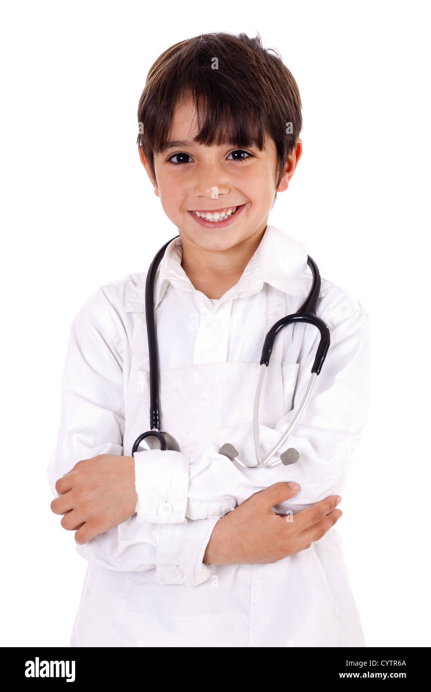 Little boy doctor isolated over a white background Stock Photo - Alamy