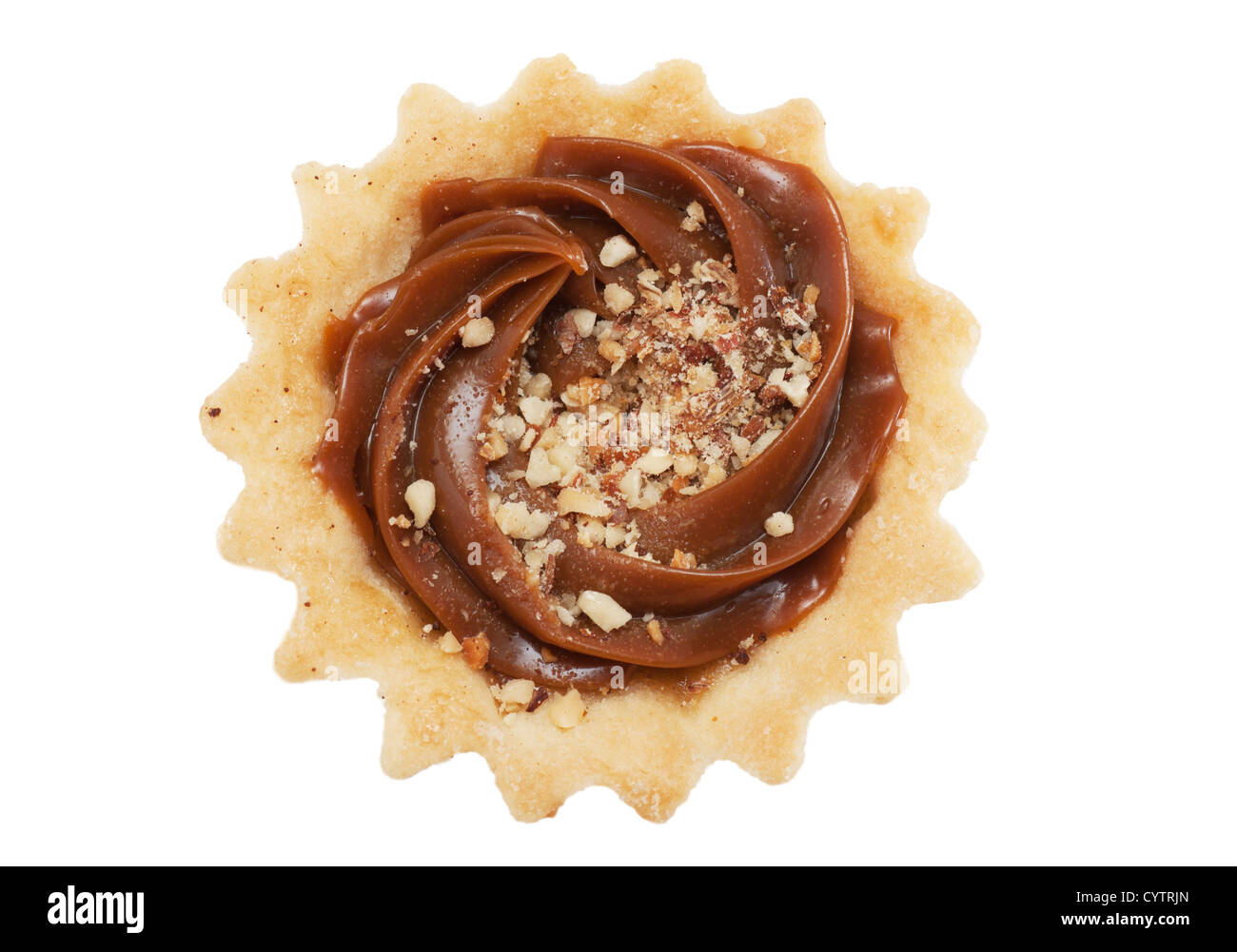 A pastry with nuts isolated over white. Top view Stock Photo - Alamy
