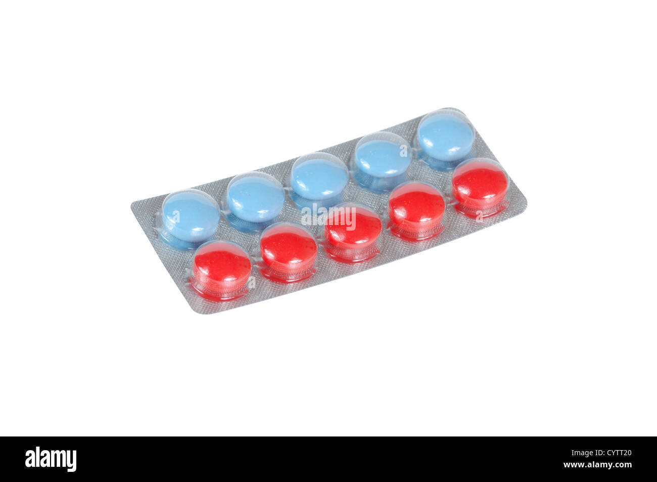 blue and red tablets isolated on white background Stock Photo - Alamy