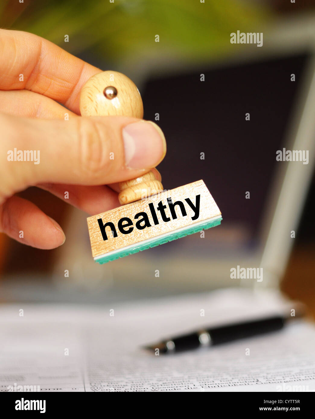 healthy stamp in doctors hospital office with copyspace Stock Photo - Alamy