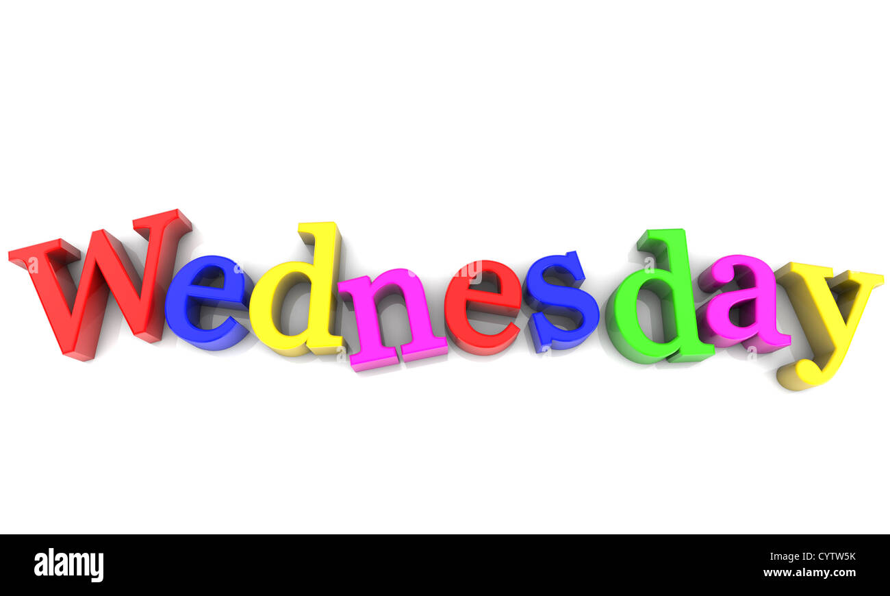 Wednesday, day of the week multicolored over white Background Stock ...