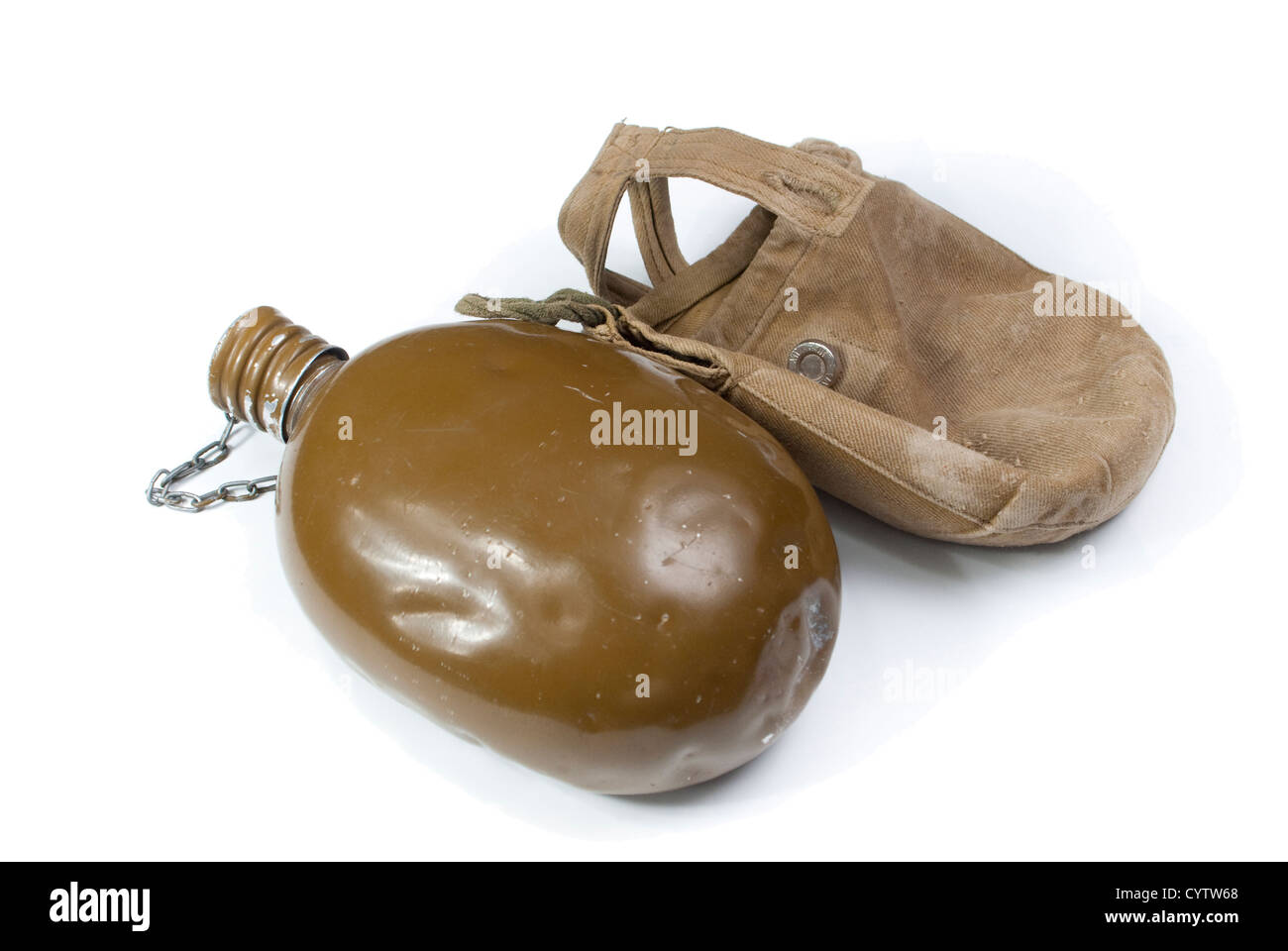 soldier's flask on white background Stock Photo - Alamy