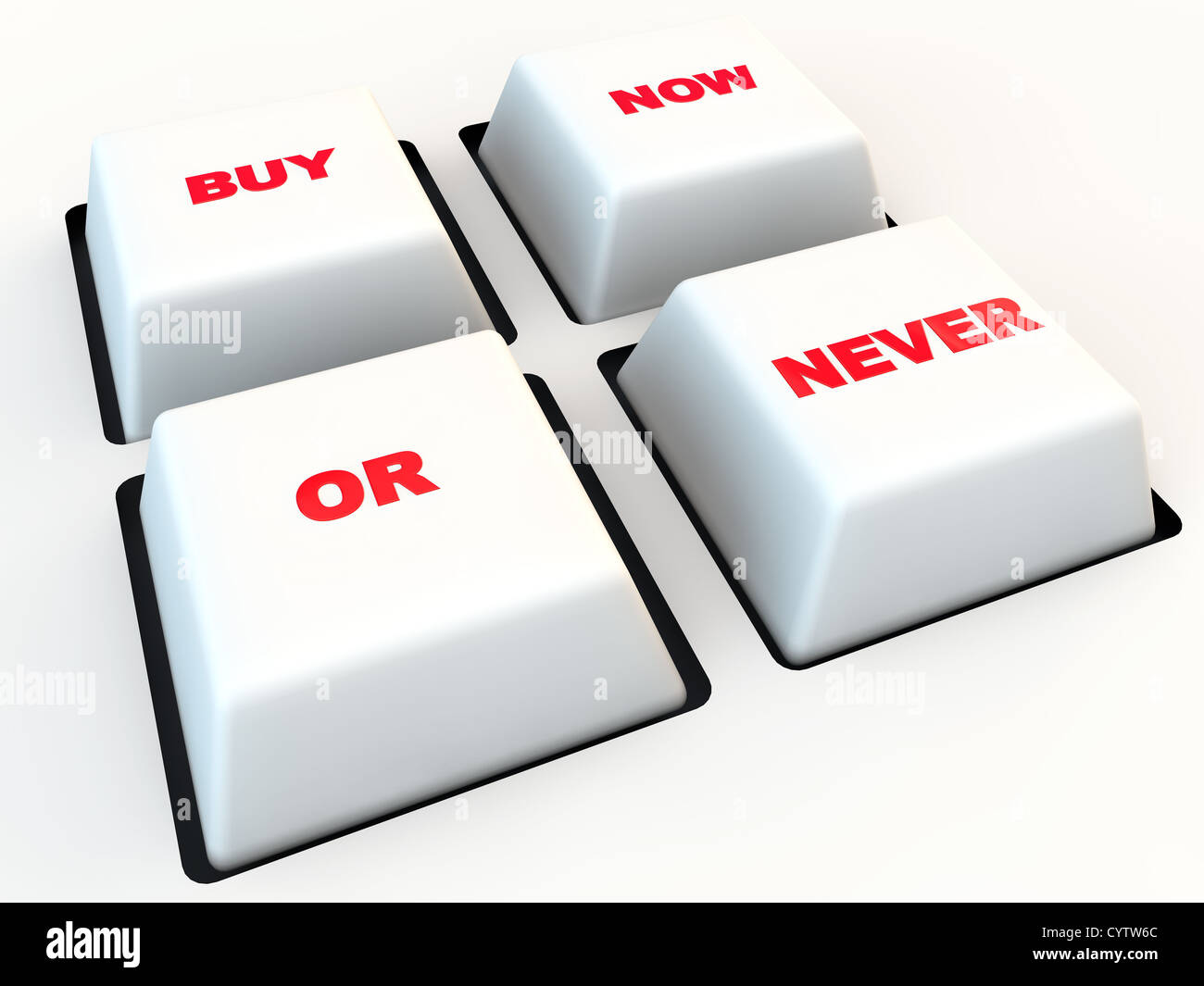 Button By now or never, over white background Stock Photo - Alamy