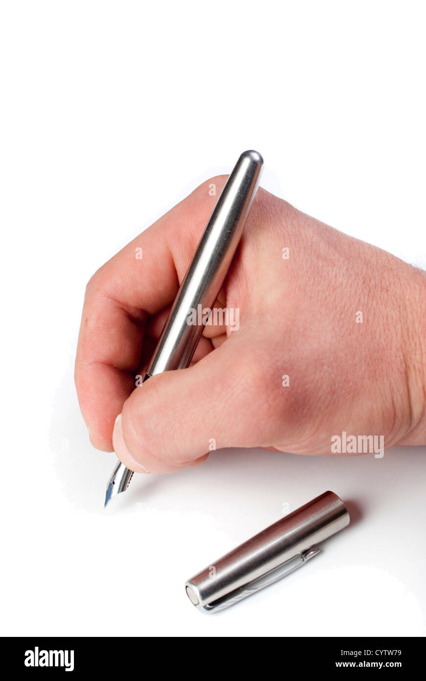 hand pen on white background Stock Photo - Alamy