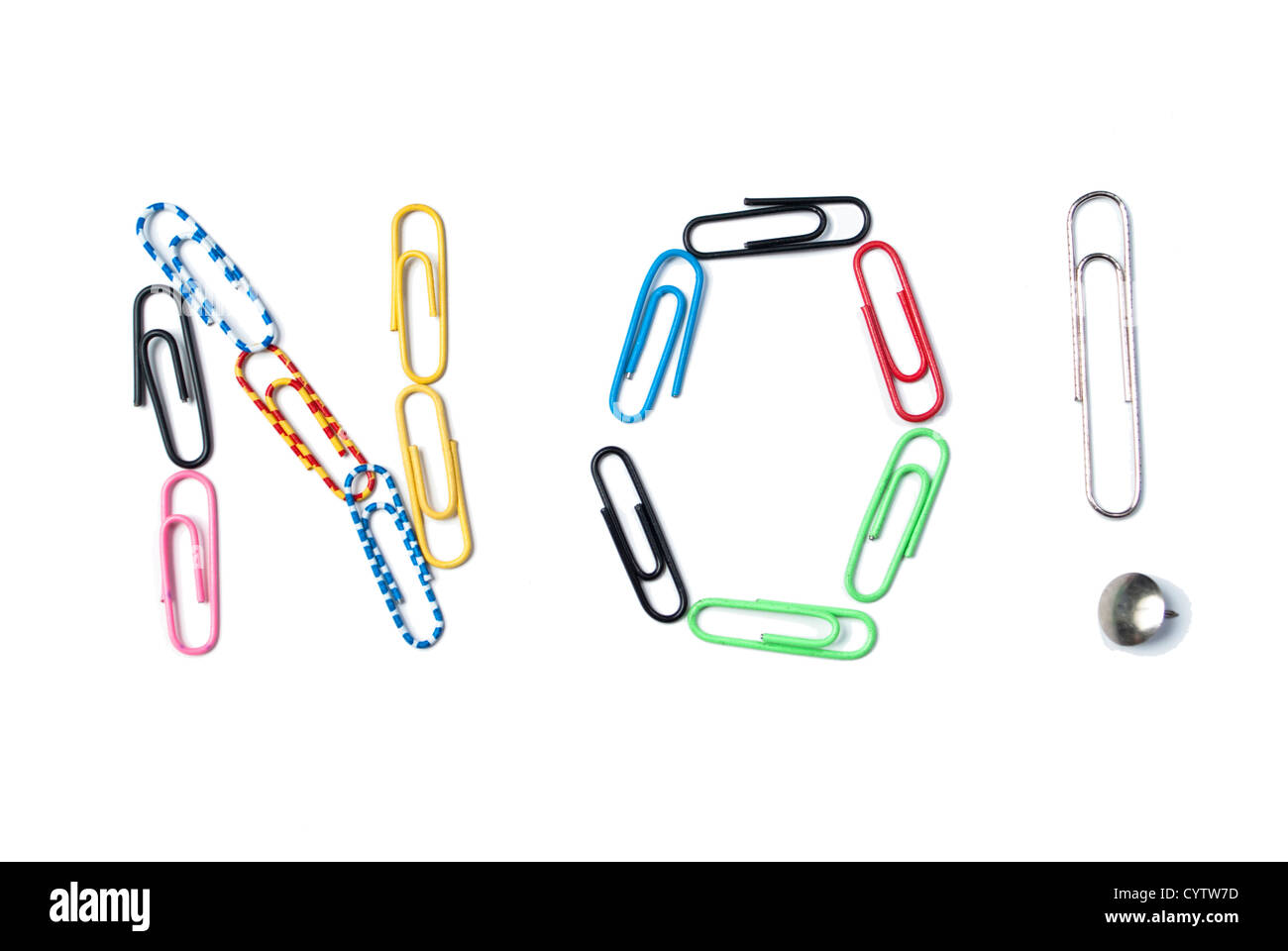 Word "No!" from paper clips Stock Photo - Alamy