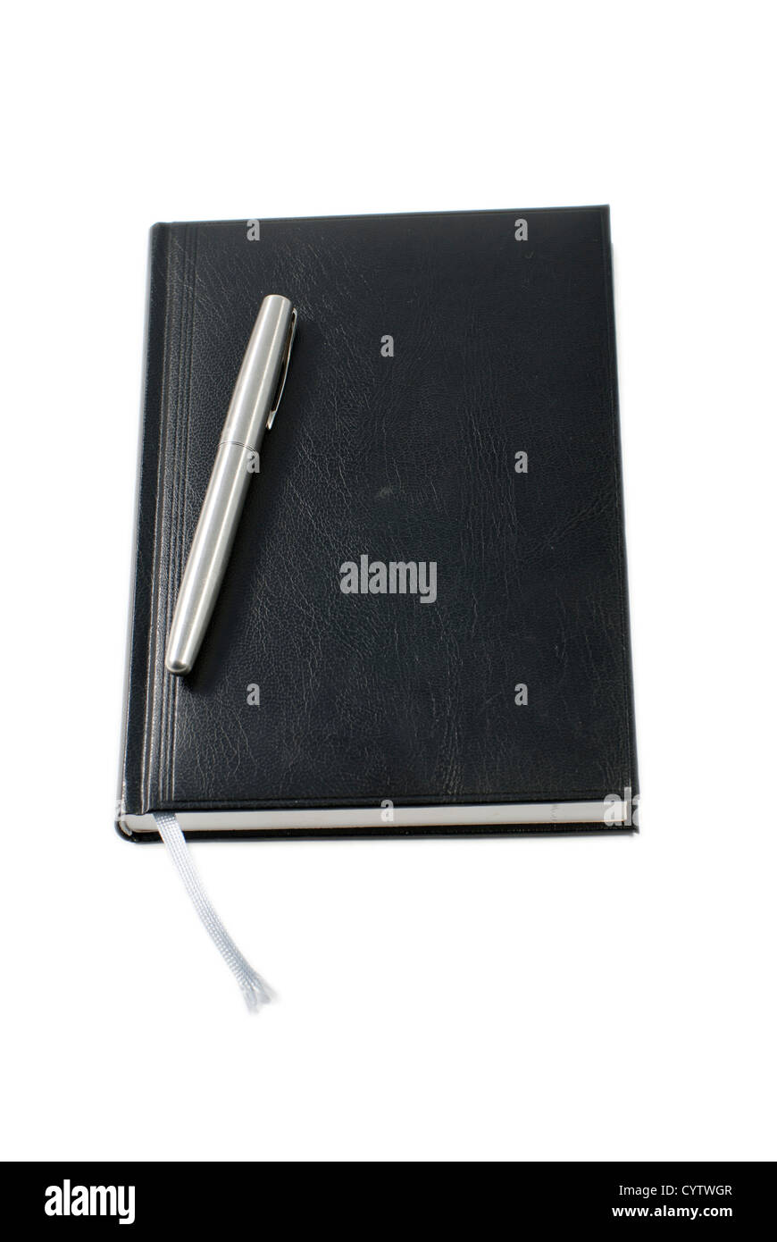 Pen and notebook on white background Stock Photo - Alamy