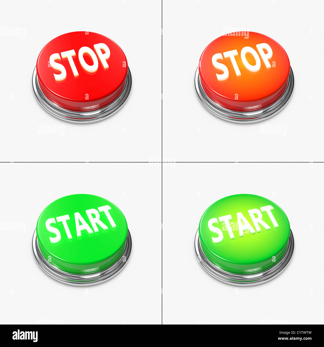 Red and Green Alert Buttons with the captions Stop and Start Stock ...
