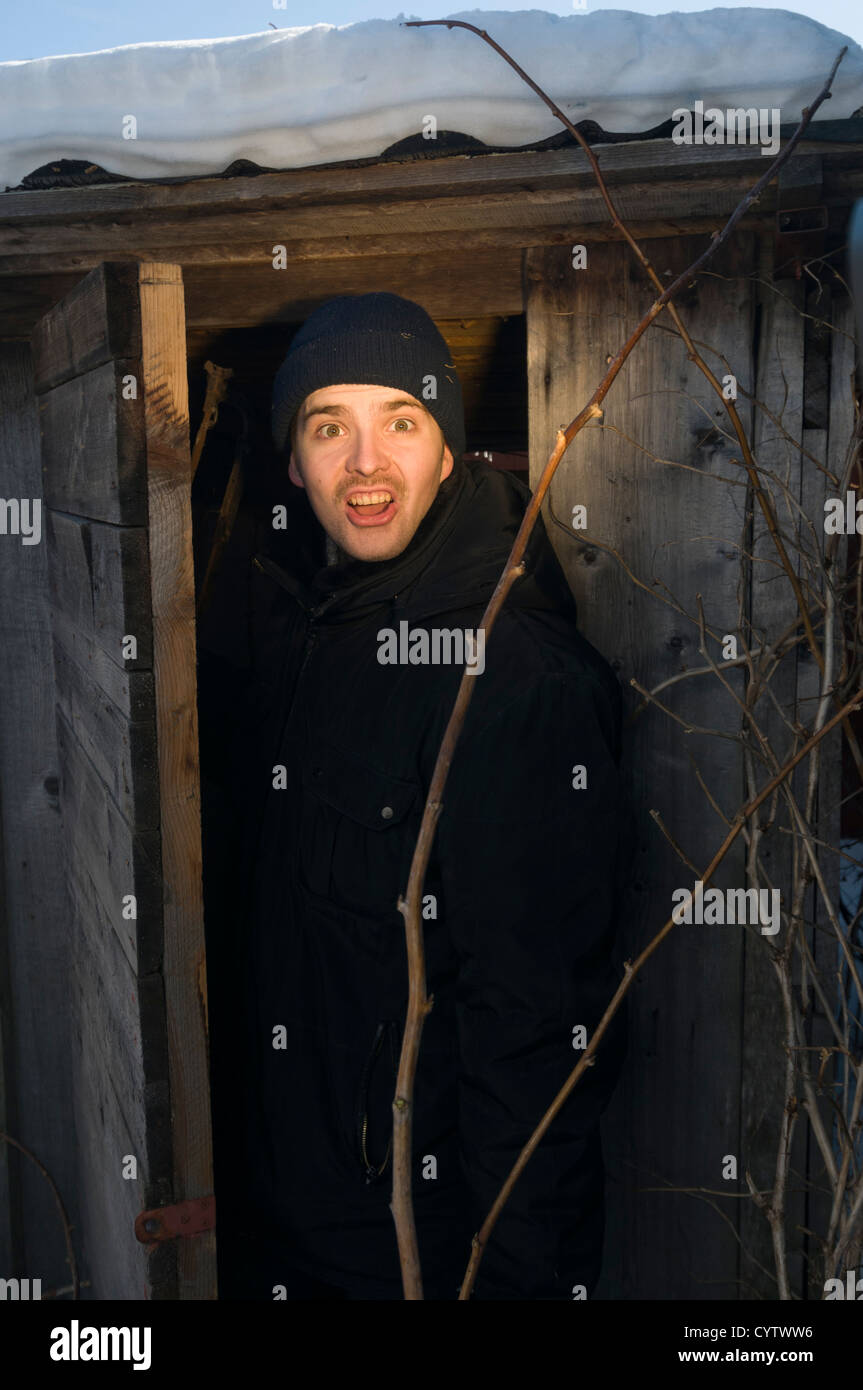 homeless person man shack Stock Photo - Alamy