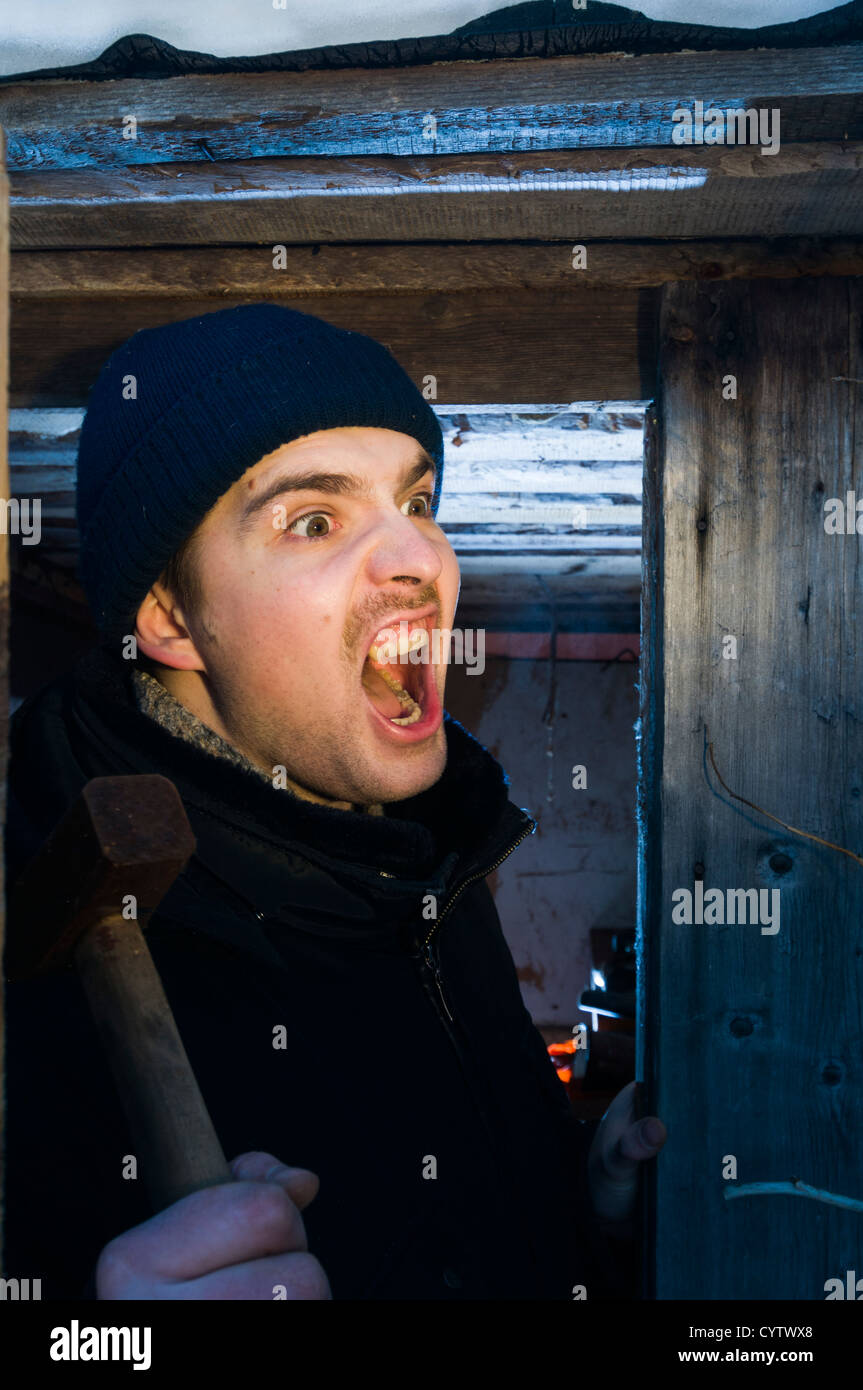 homeless person man shack Stock Photo - Alamy