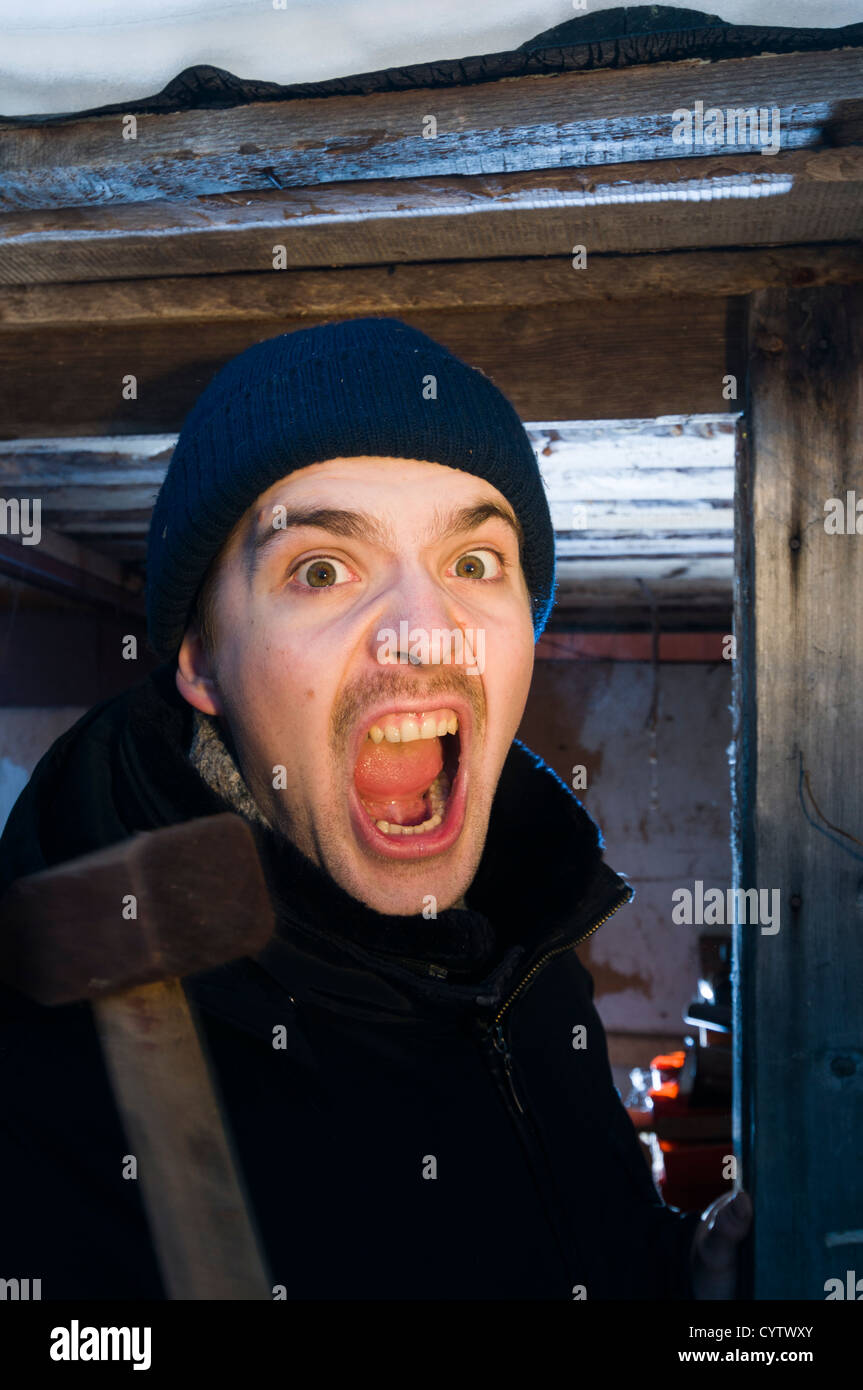 homeless person man shack Stock Photo - Alamy