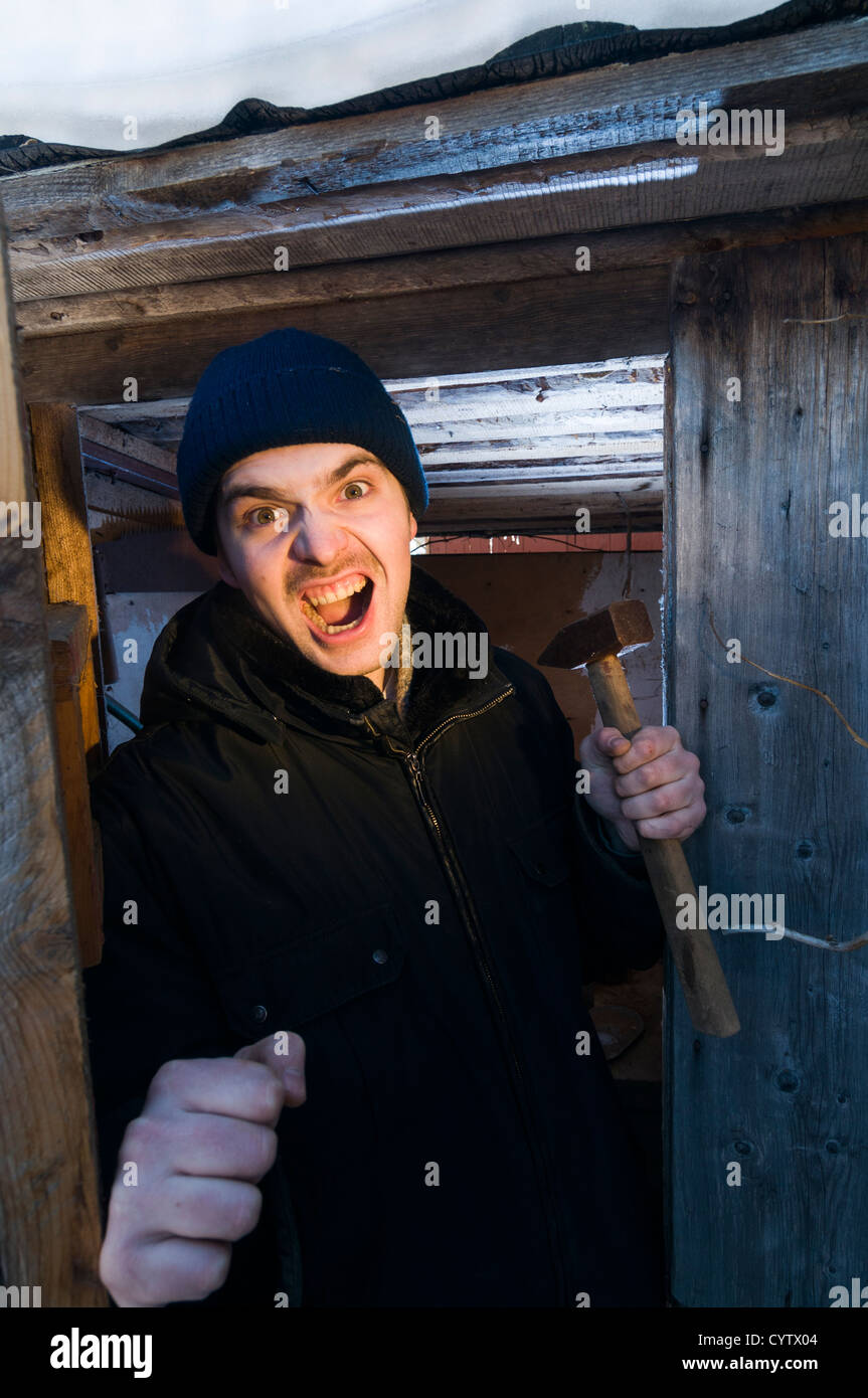 homeless person man shack Stock Photo - Alamy