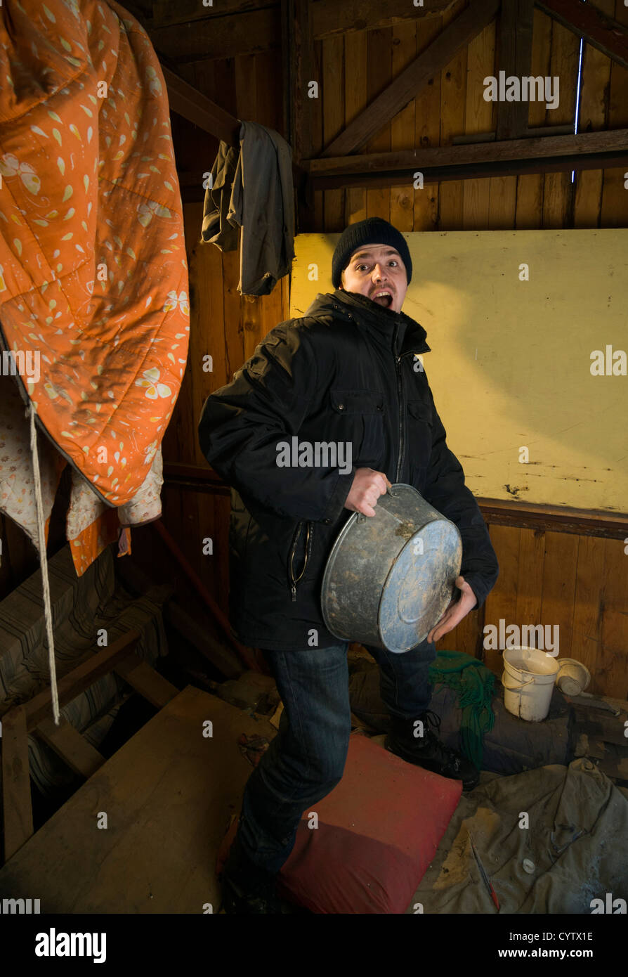 homeless person man shack Stock Photo - Alamy