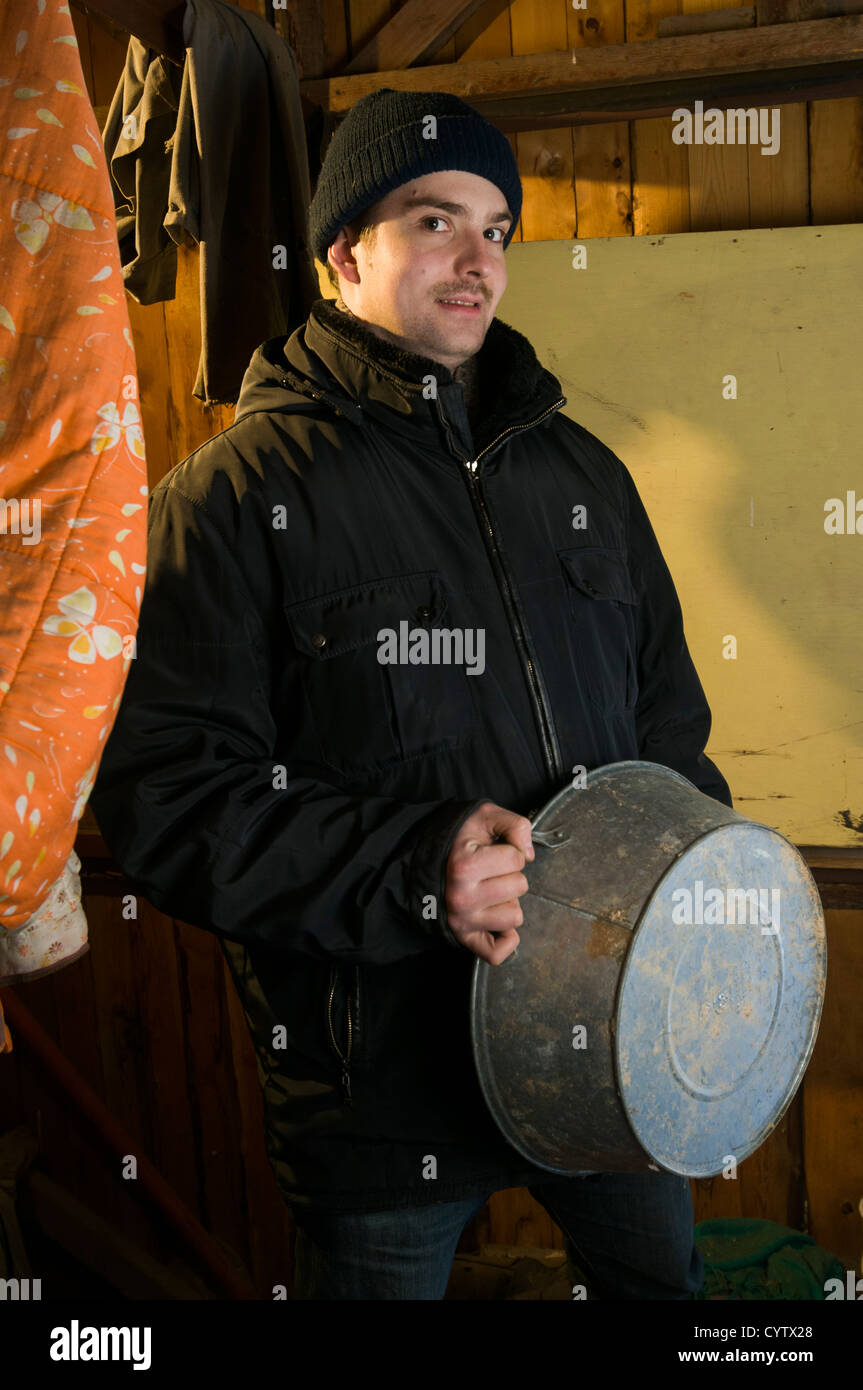 homeless person man shack Stock Photo - Alamy