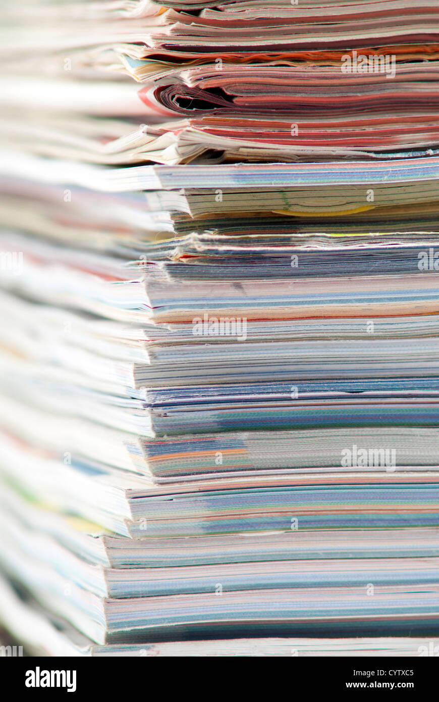 stack of colorful magazines or documents - paper edges background Stock ...