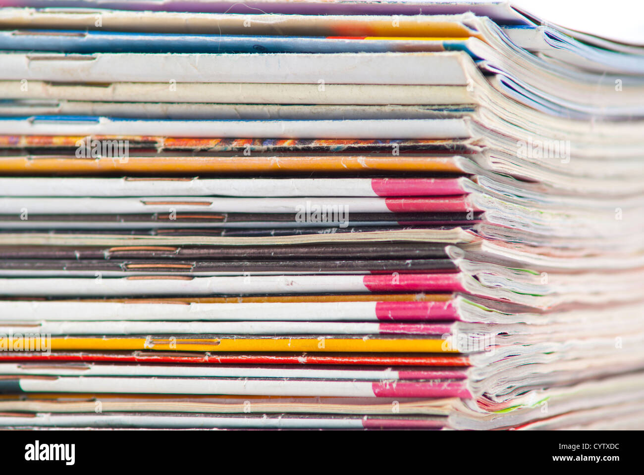 stack of colorful magazines or documents - paper edges background Stock ...