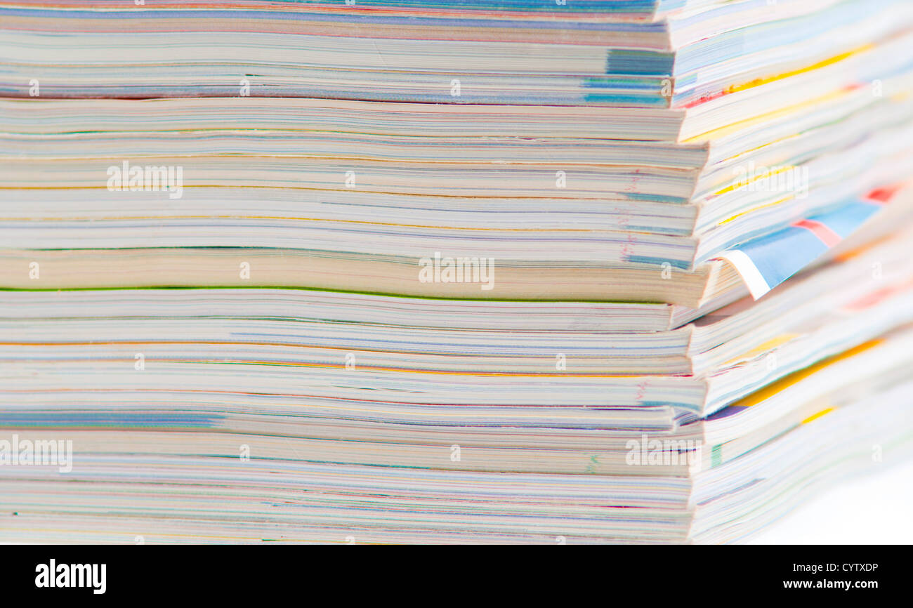 stack of colorful magazines or documents - paper edges background Stock ...