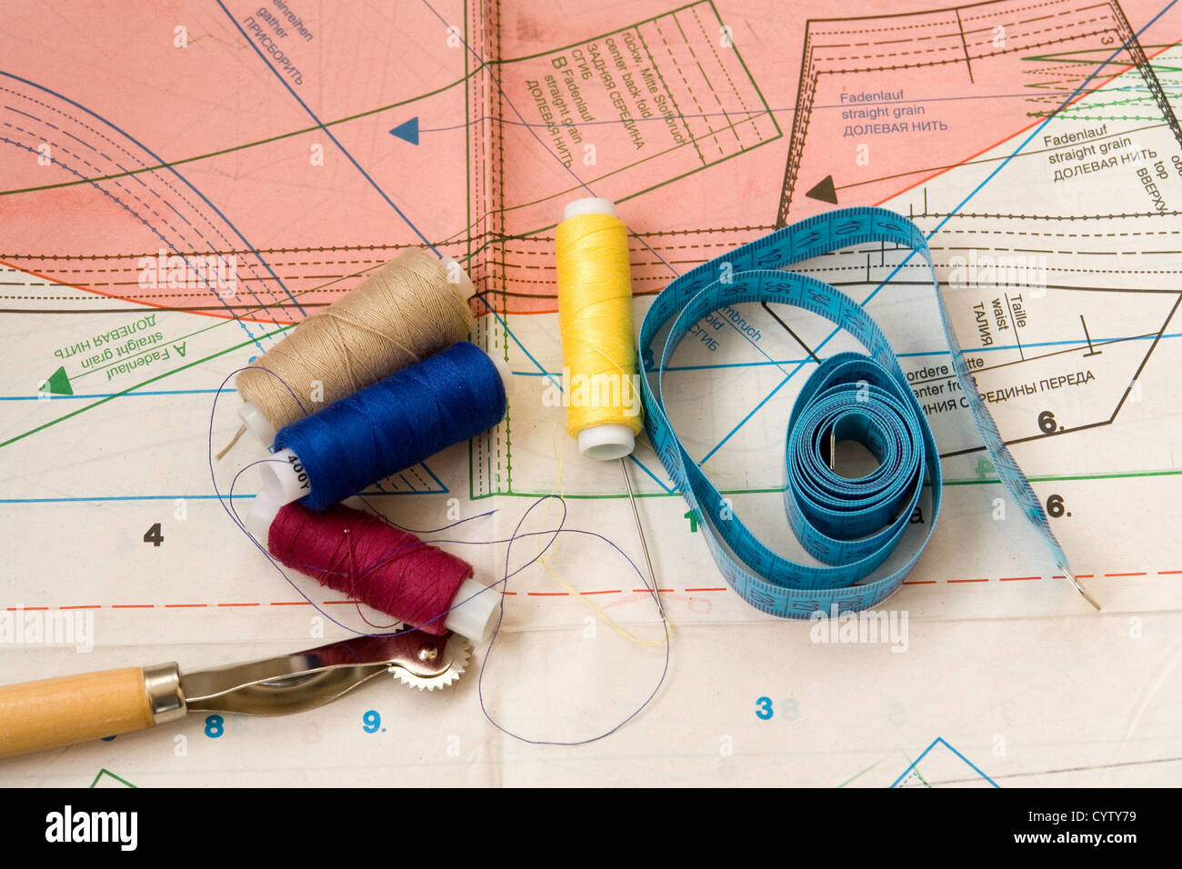 instruments tailor for needlework of the cloth Stock Photo - Alamy