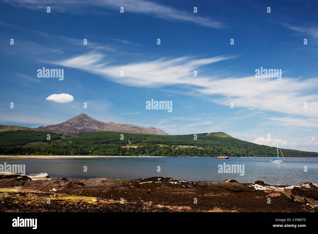 View of Goatfell from Brodick Bay, Arran, Scotland, UK Stock Photo - Alamy