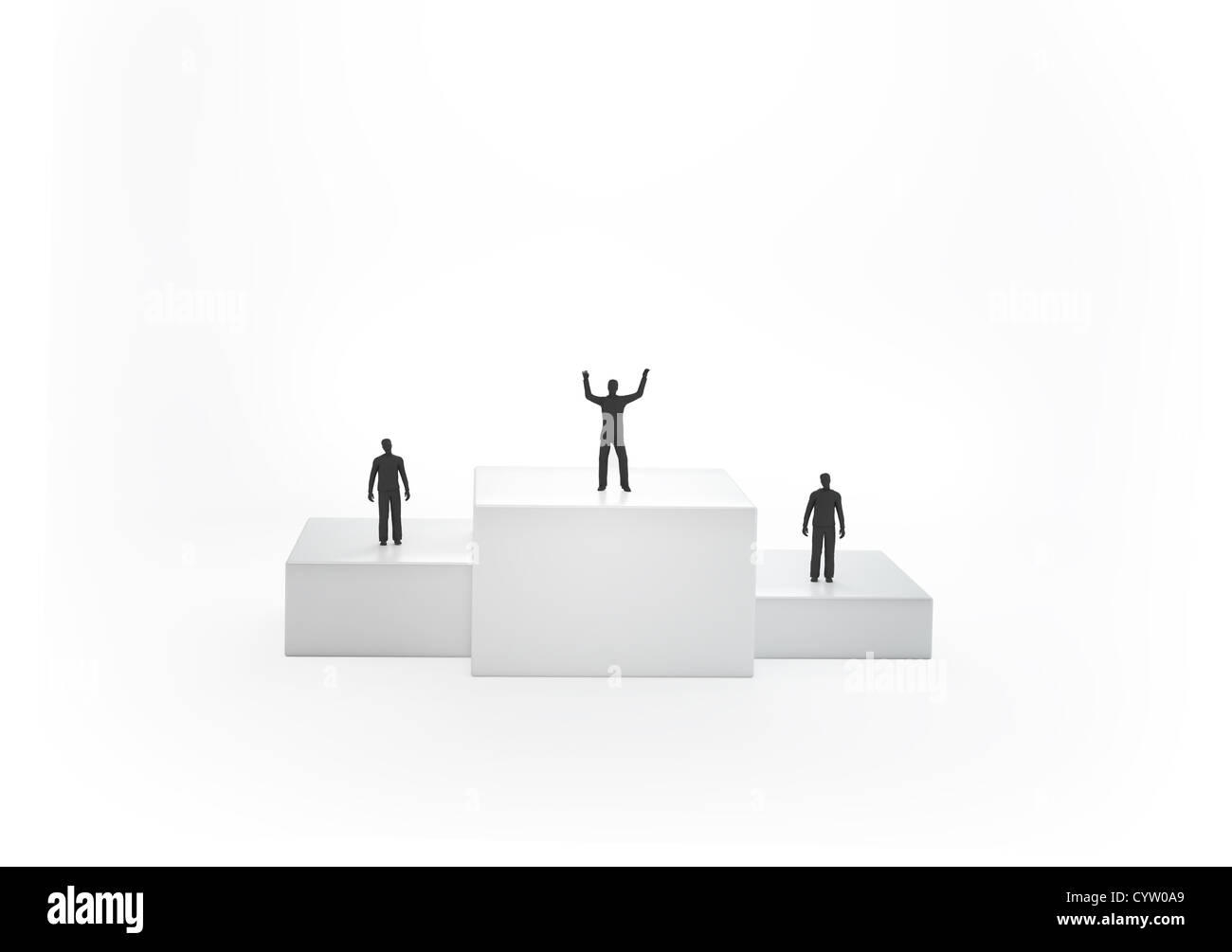 Tiny people standing on a podium Stock Photo - Alamy