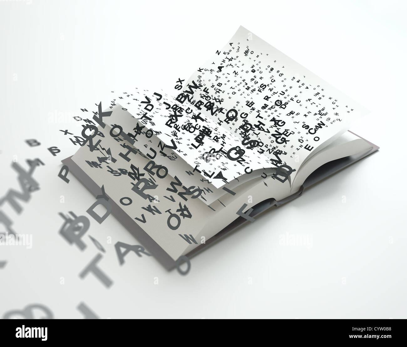 Open book flying alphabet hi-res stock photography and images - Alamy