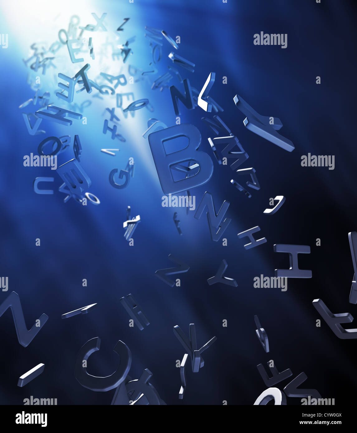 Abstract 3d letters background with light rays from above Stock Photo ...