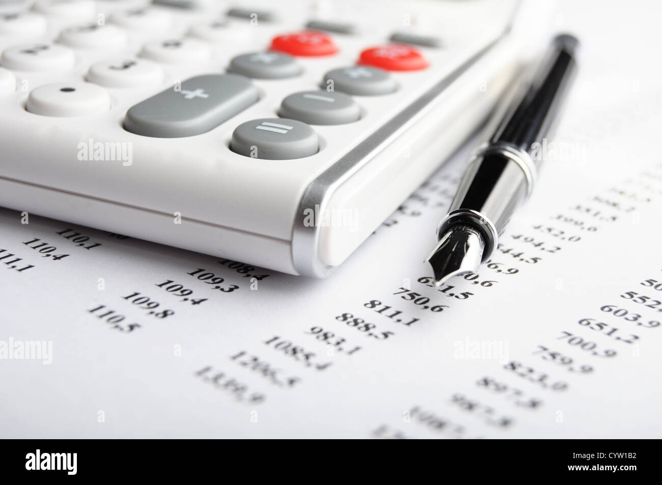 business calculation concept with modern white calculator Stock Photo ...