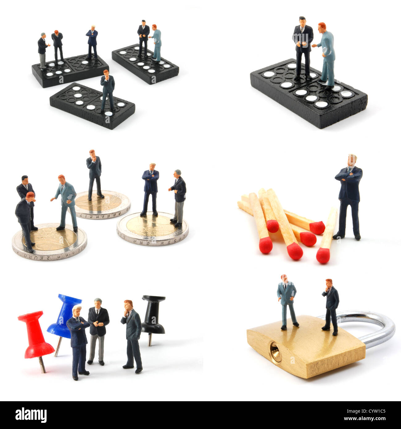 tiny toy business man collection isolated on a white background Stock ...