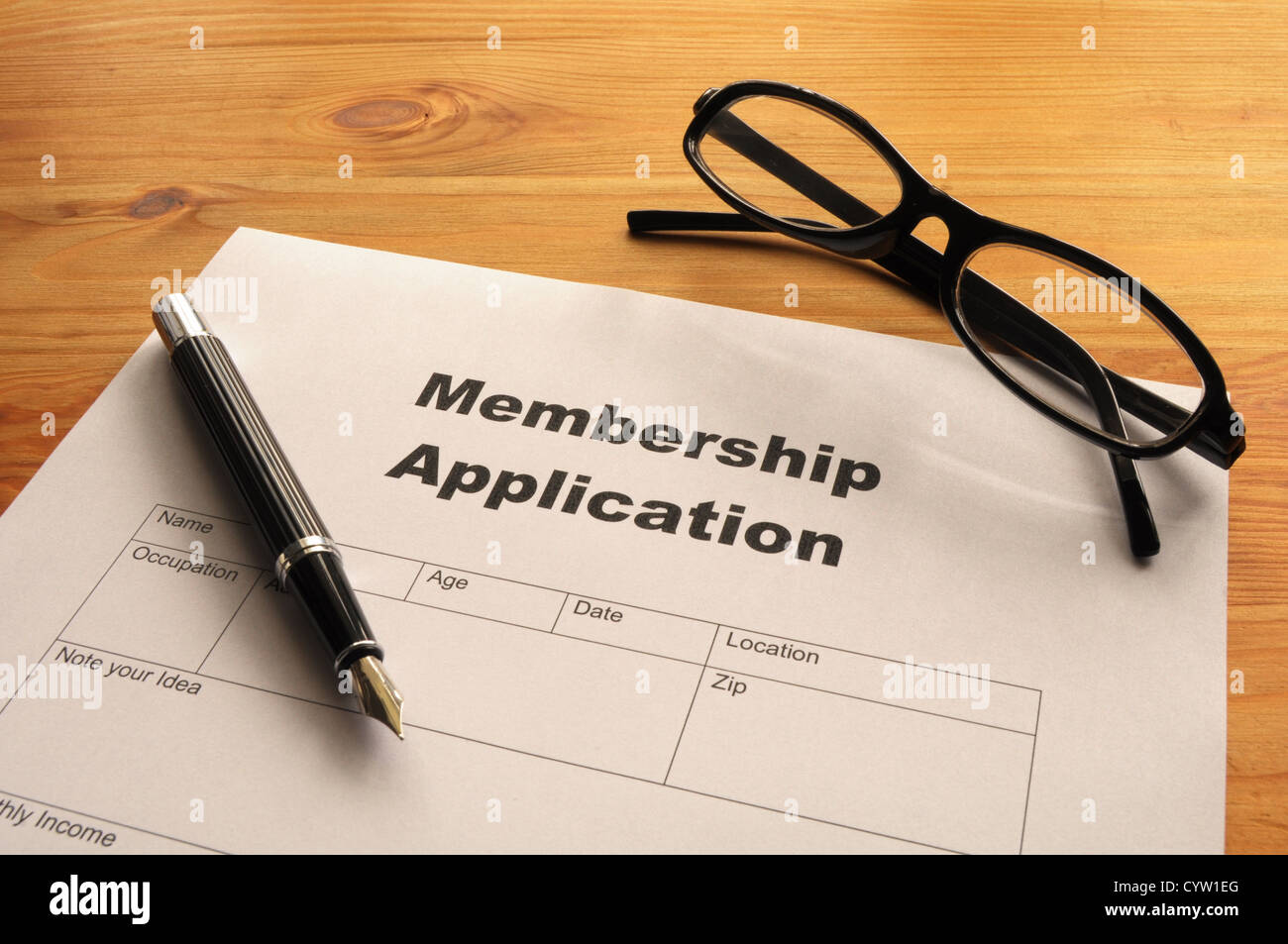 membership application form on desktop in business office Stock Photo ...
