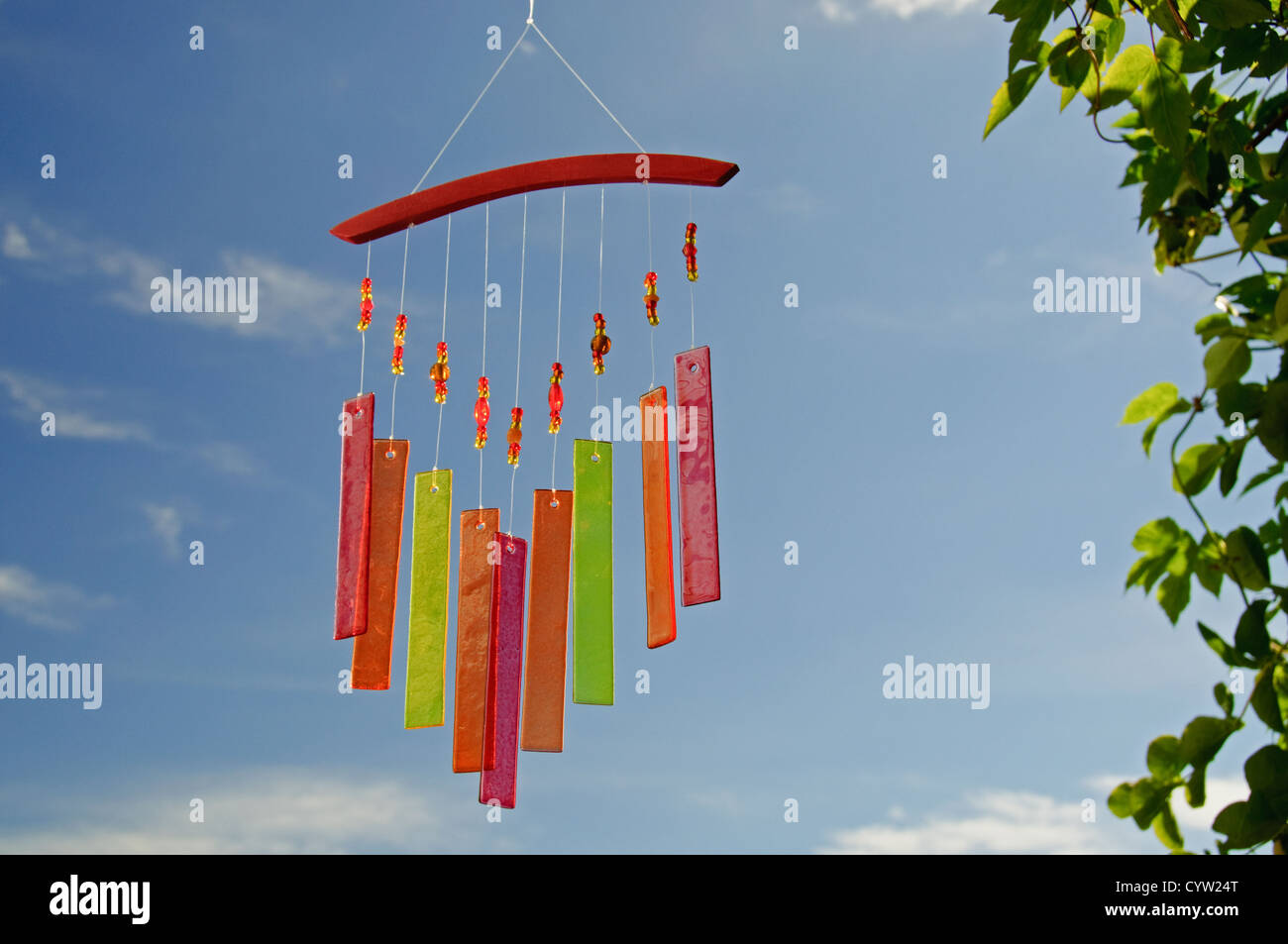 A wind chimes made of glass, pearls and vivid colours Stock Photo - Alamy