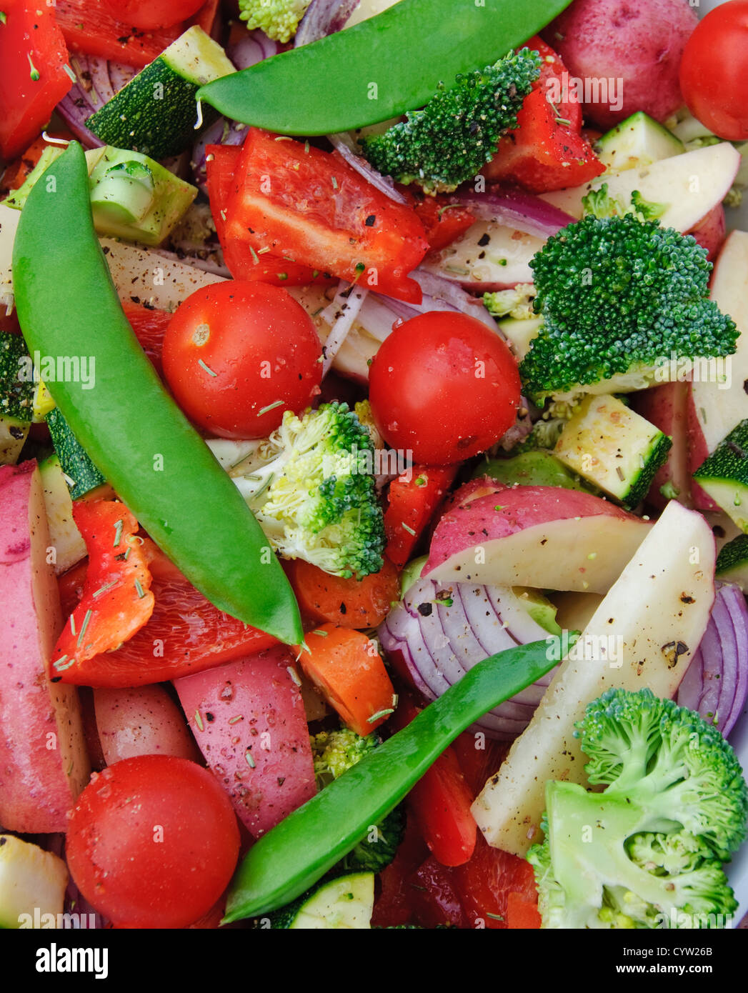 Fresh cut vegetables ready for baking Stock Photo - Alamy